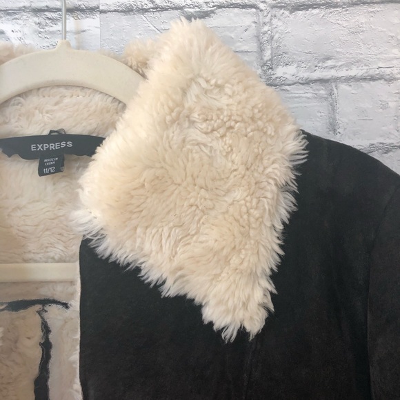 Express | Jackets & Coats | Express Chocolate Brown Suede Sherpa Jacket ...